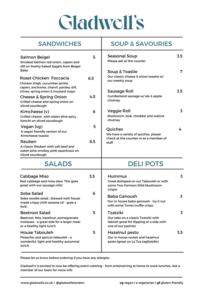 Cafe | Gladwell's Deli & Grocery